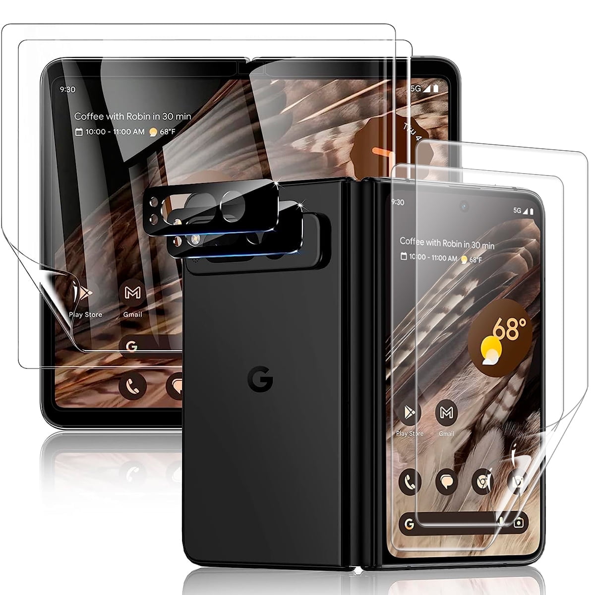 6 in 1 for Google Pixel Fold Screen Protector, 2 Pack Soft TPU Inside ...