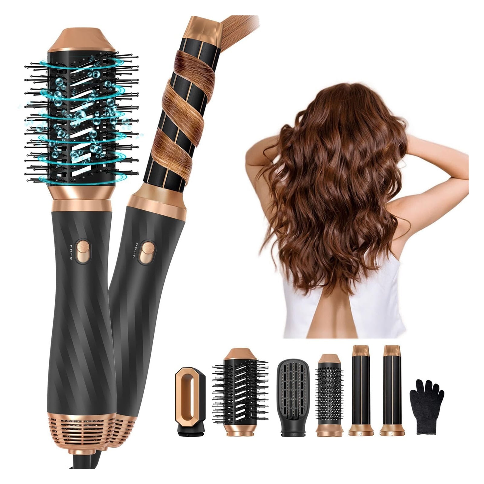 6 in 1 Hair Dryer Brush, Upgrade Detachable Blow Dryer Brush Air Styler ...