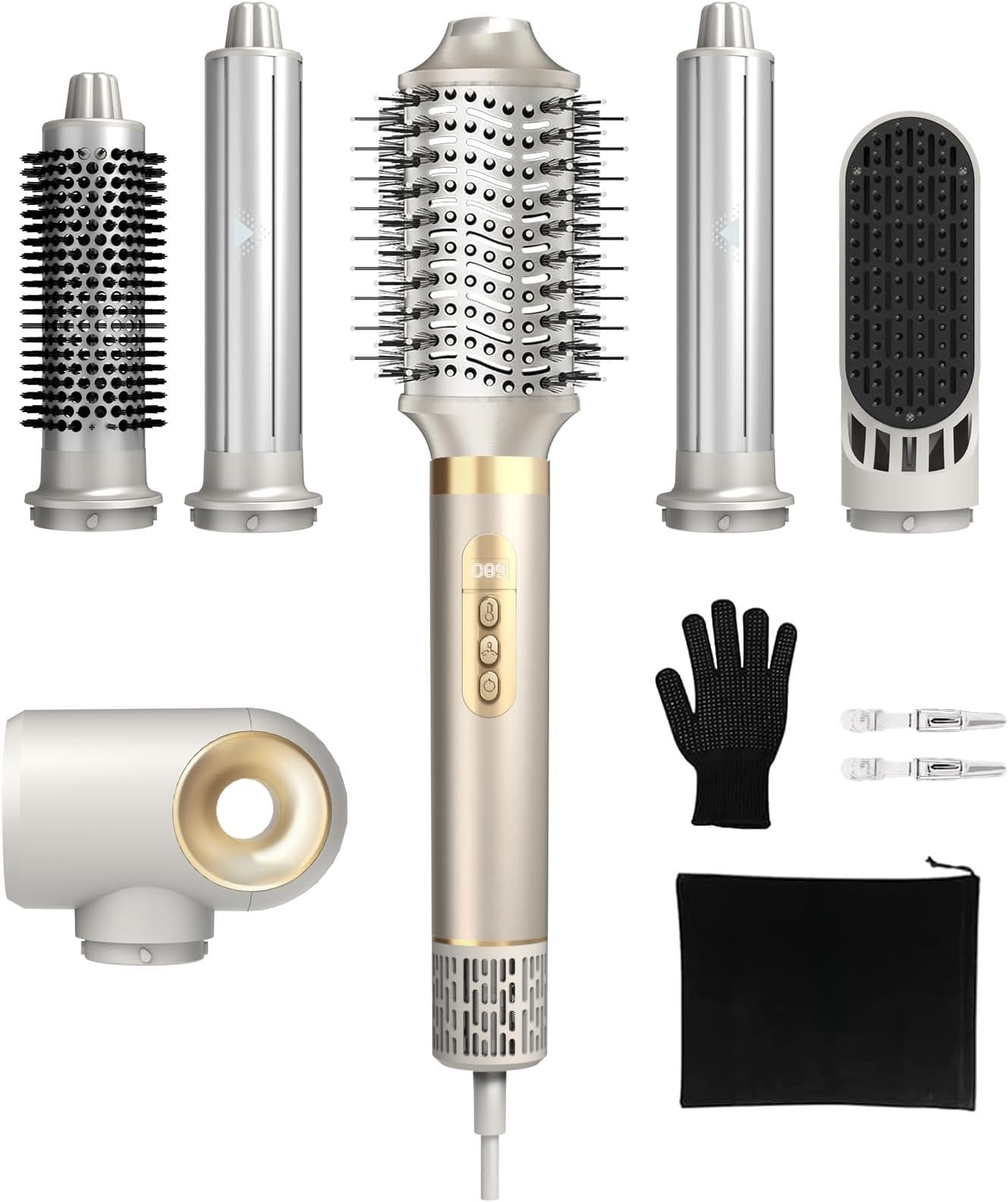 6 in 1 Hot Air Brush & Hair Dryer- Hair Dryer Brush with Auto Wrap ...