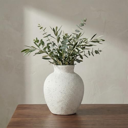 6.1 Inch White Ink Dot Vase, Rustic Ceramic Vase for Home Decor ...
