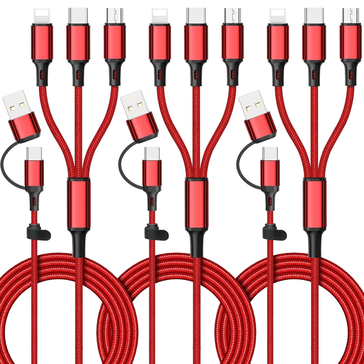 6 in 1 Multi Charging Cable [3Pack 4FT] Multi Charger Cable Nylon ...