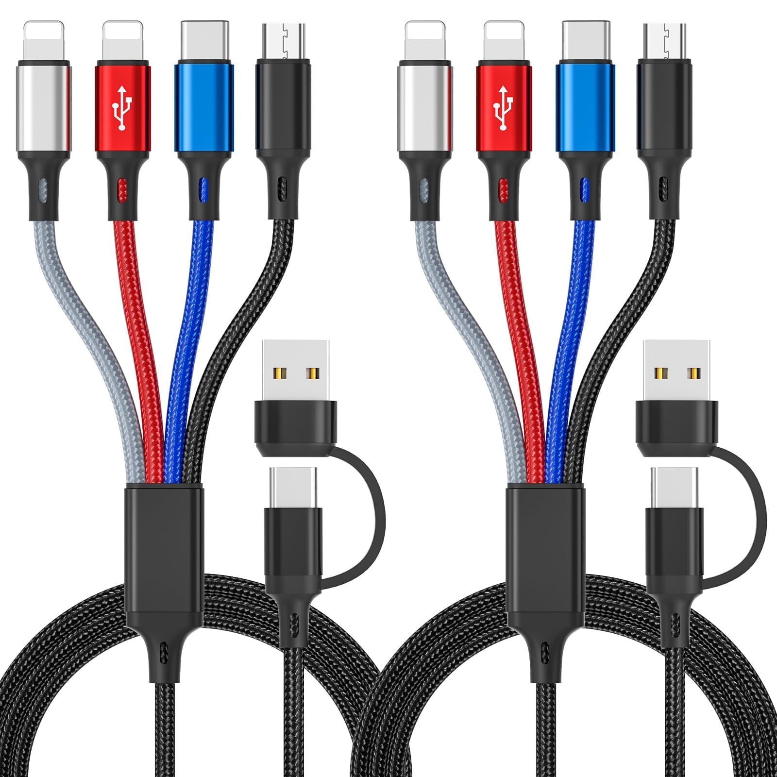6 in 1 Multi Charging Cable, Multi Charger Cable [2 Pack 6FT], Braided ...