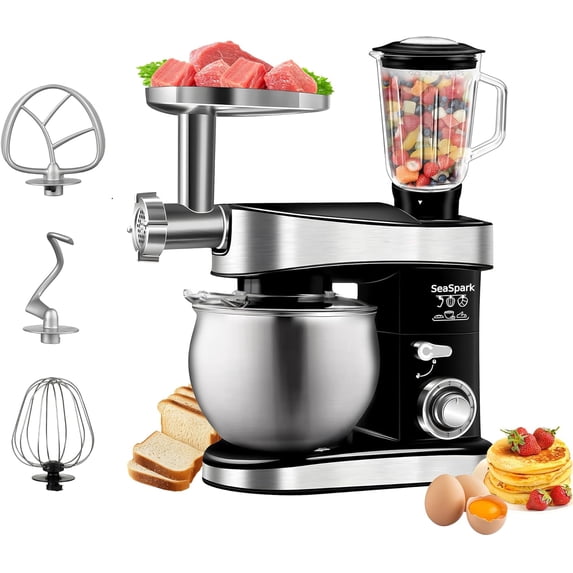 6 in 1 Multifunctional Stand Mixer, 6.3Qt Tilt-head, with Stainless ...