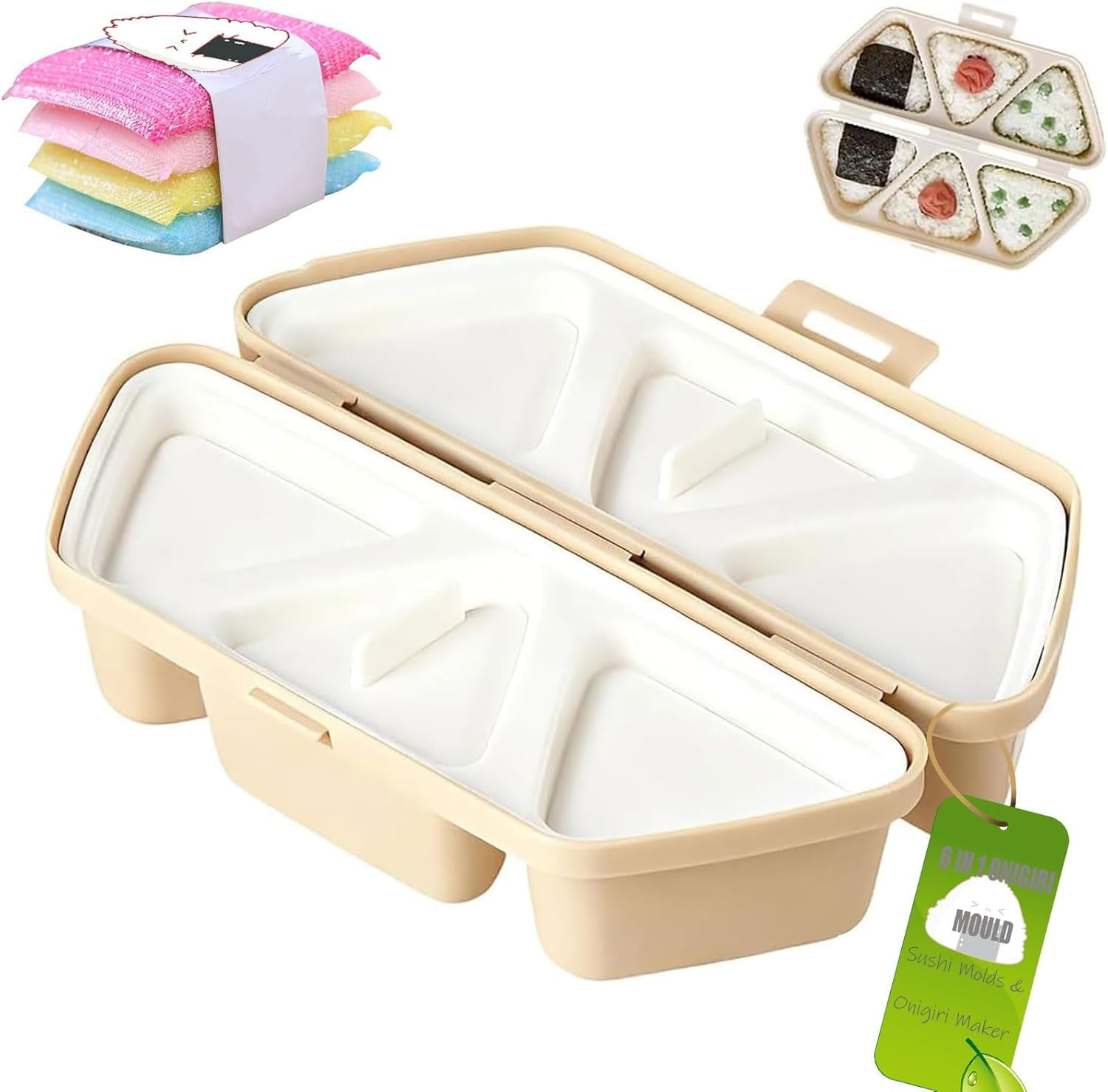6 in 1 Onigiri Mold, 2026 Upgraded Triangle Sushi Molds & Onigiri Maker ...