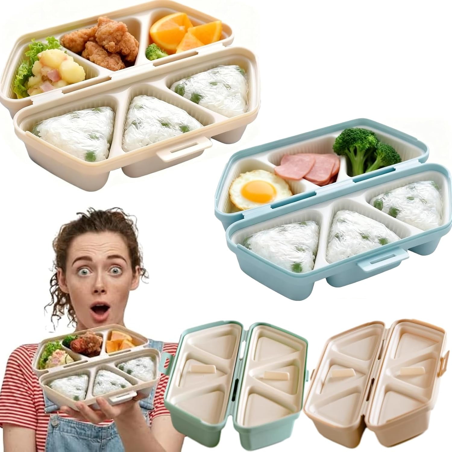 6 in 1 Onigiri Mold, 6 in One Onigiri Mold, Triangle Rice Ball Molds ...