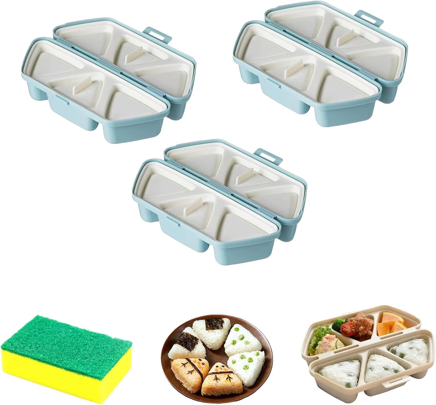 6 in 1 Onigiri Mold,Foldable Design and Non-stick Bottom,Once Quickly ...
