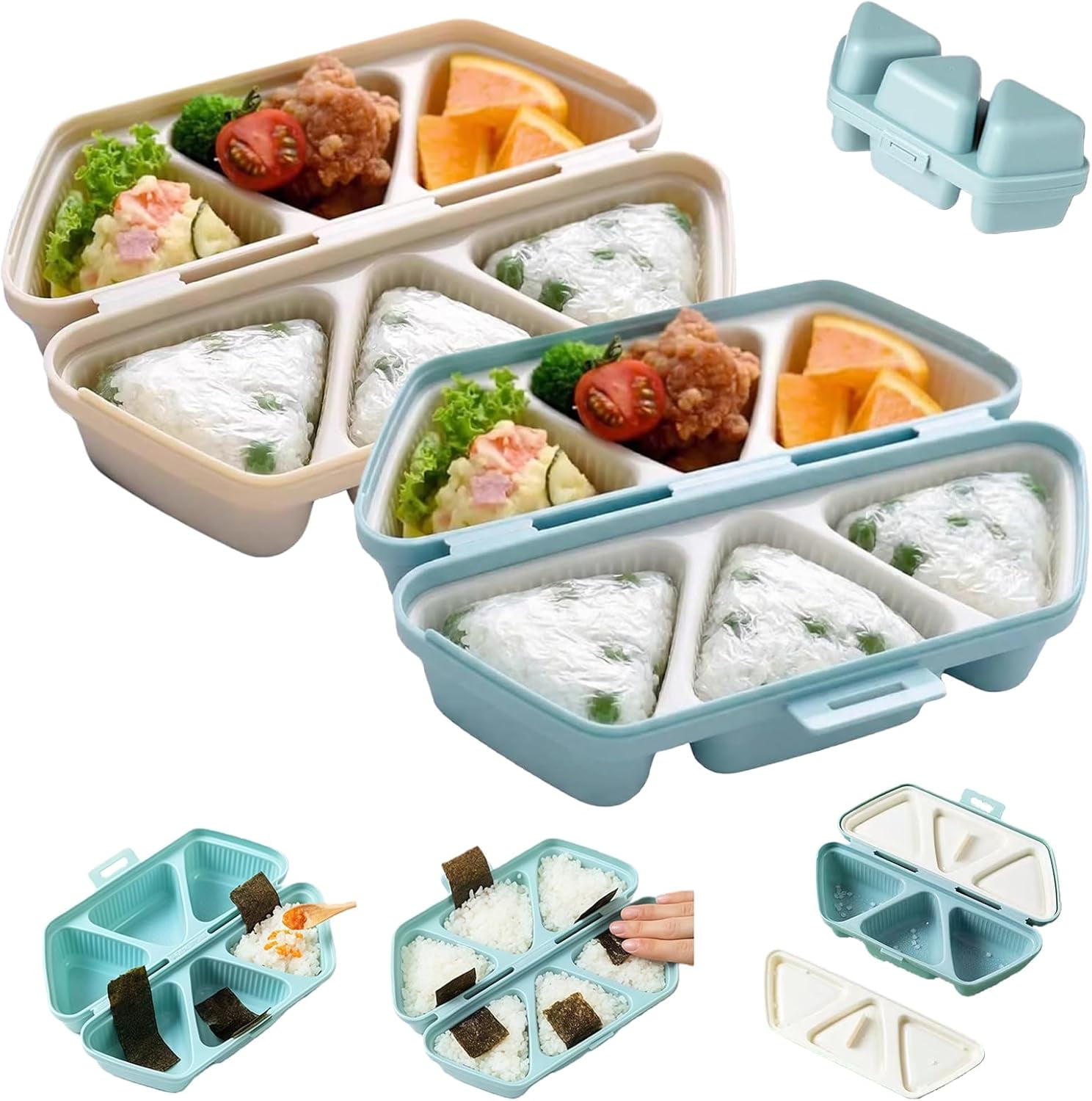6 in 1 Onigiri Mold – Multi-Cavity Triangle Sushi Maker, Non-Stick ...