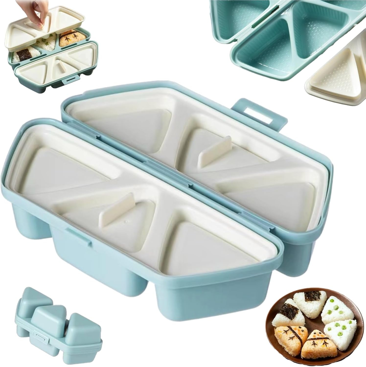 6 in 1 Onigiri Mold – Quick-Fold Triangle Sushi Maker, Prep 6 Rice ...