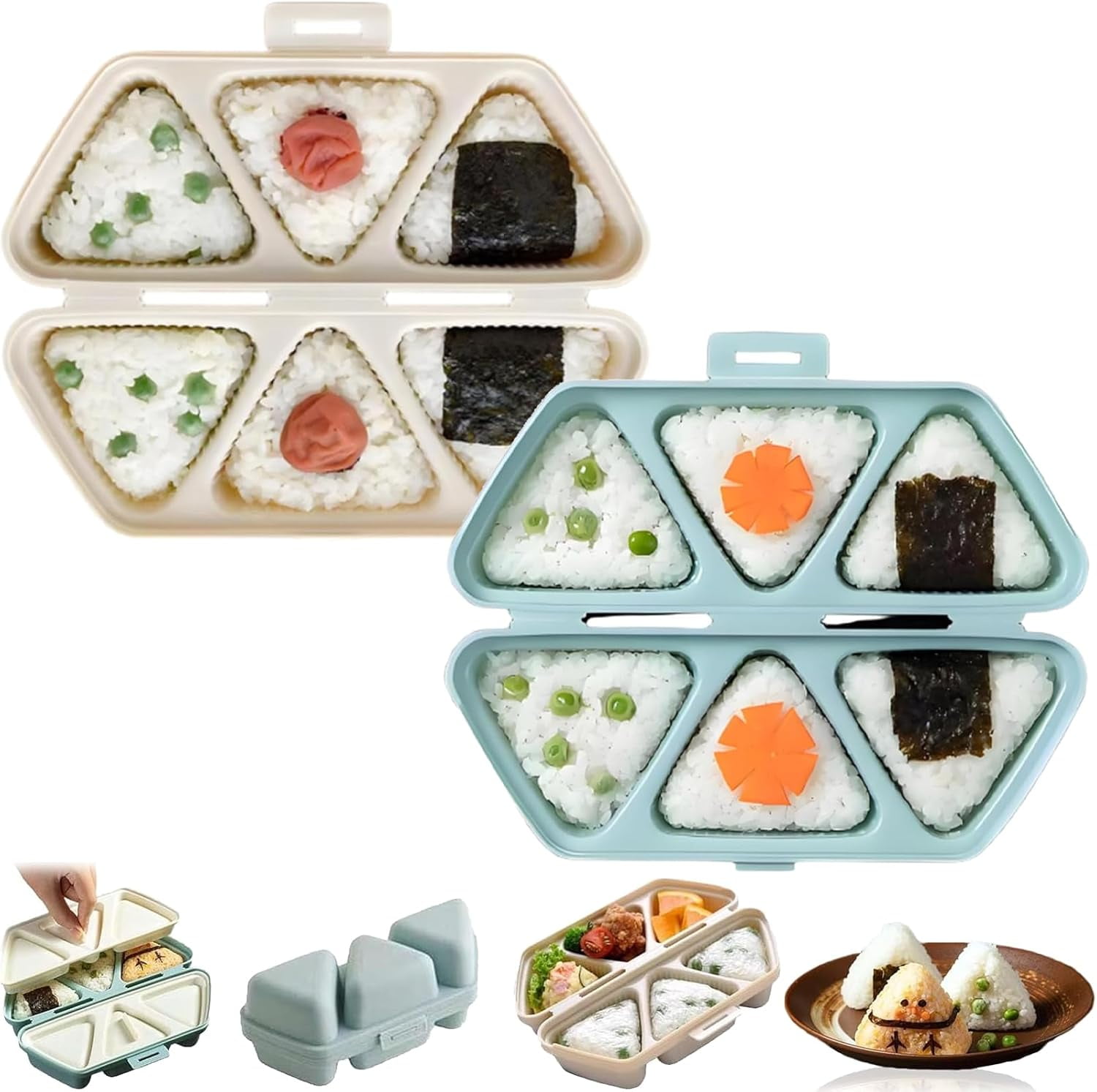 6 in 1 Onigiri Mold Set, 2026 Foldable Triangle Rice Ball Mold & Sushi ...
