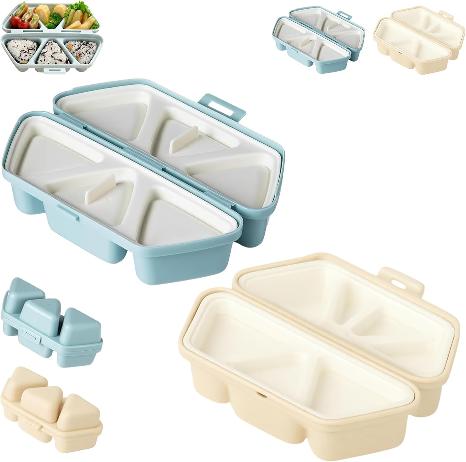 6 in 1 Onigiri Mold Set, 2026 New Large Silicone Triangle Rice Ball ...