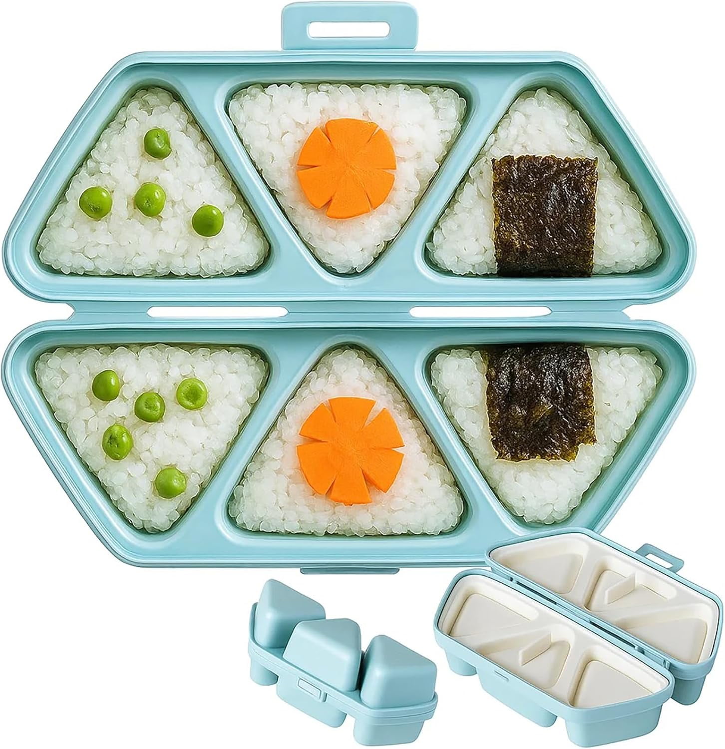 6 in 1 Onigiri Mold and Sushi Maker Kit, 6-Cavity Triangle Rice Ball ...