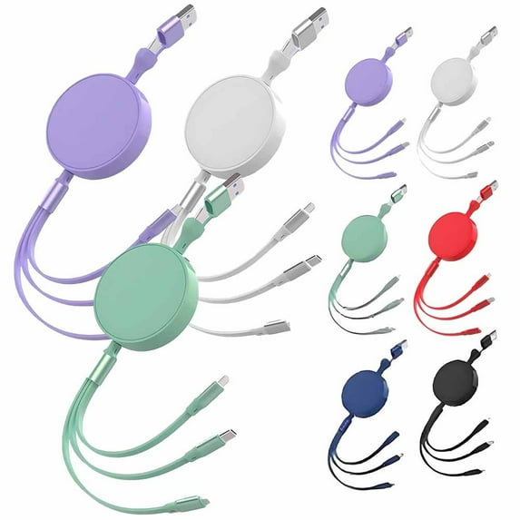 6 in 1 Retractable Charging Cable, Portable Charging Data Cable Set ...