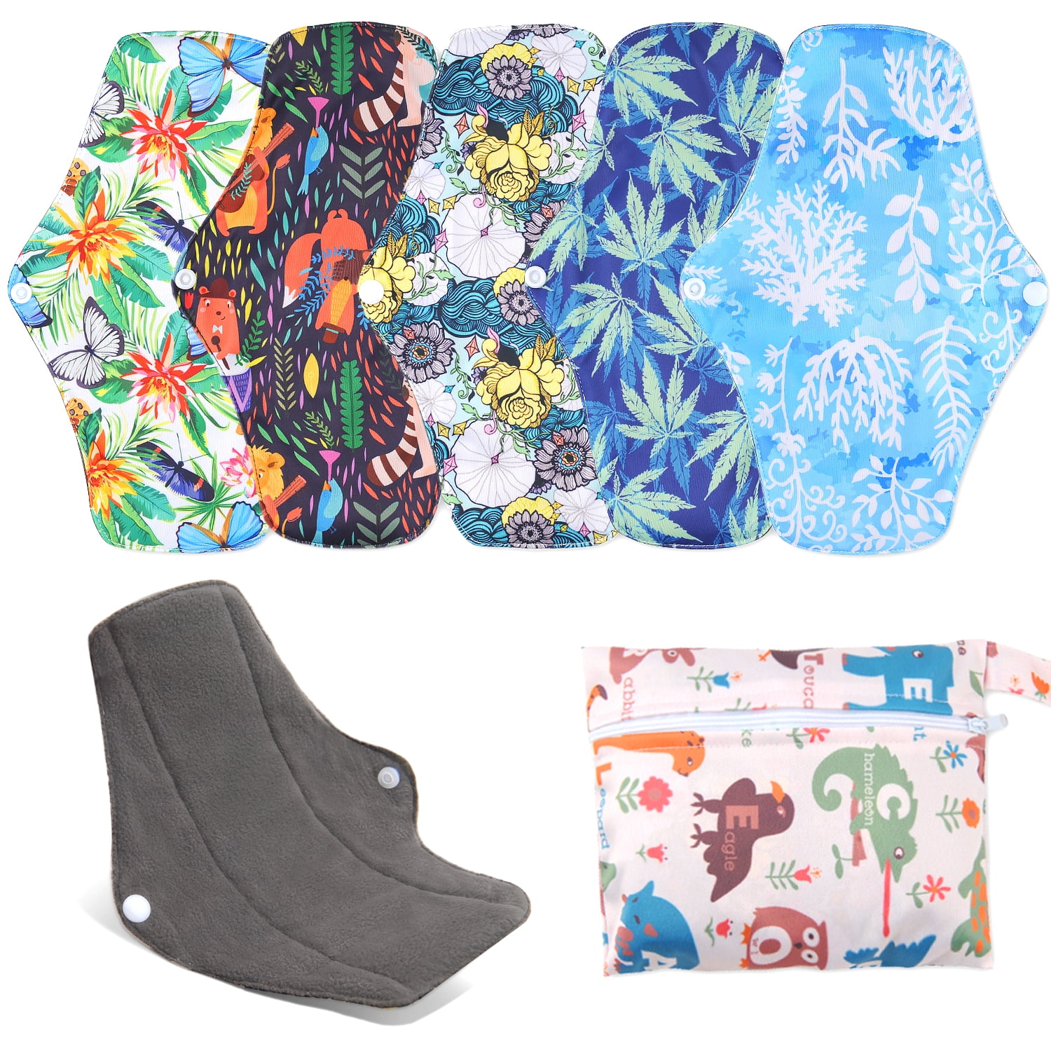 6 in 1 Reusable Sanitary Pads, Menstrual Pads with Panty Liners ...