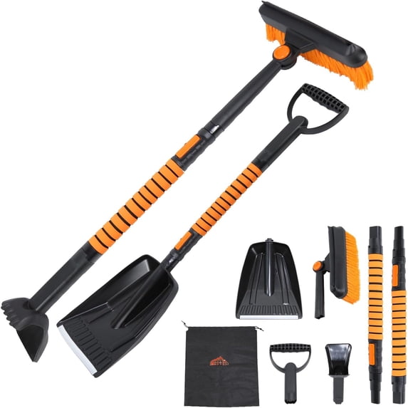 6 in 1 Snow Brush Snow Shovel Set Retractable Car Snow Scraper with 270 ...