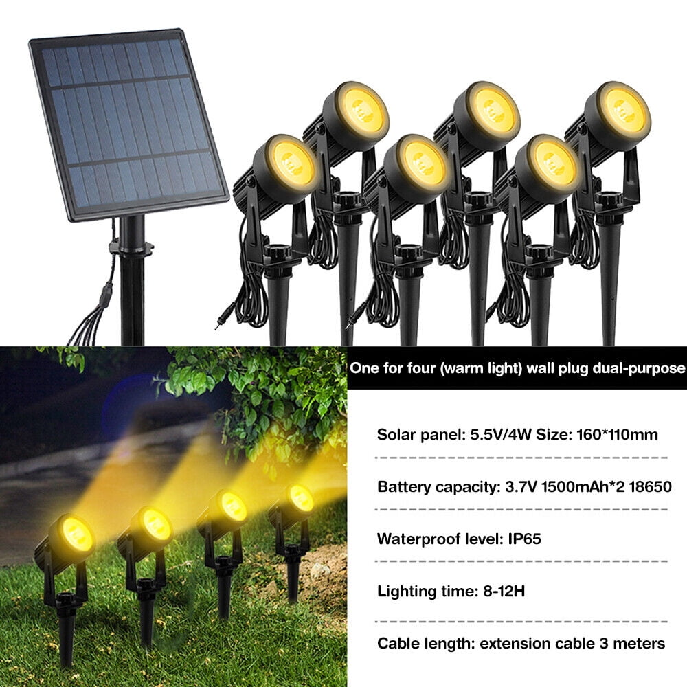 6 in 1 Solar Lights Outdoor, Solar Powered Spot Lights, IP66 Waterproof ...