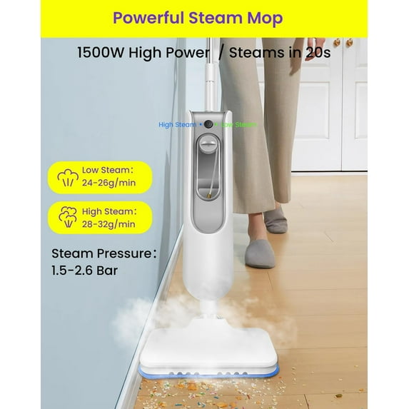 6 IN 1 Steam Mop for Floor Cleaning, Effortless Ergonomic Design ...