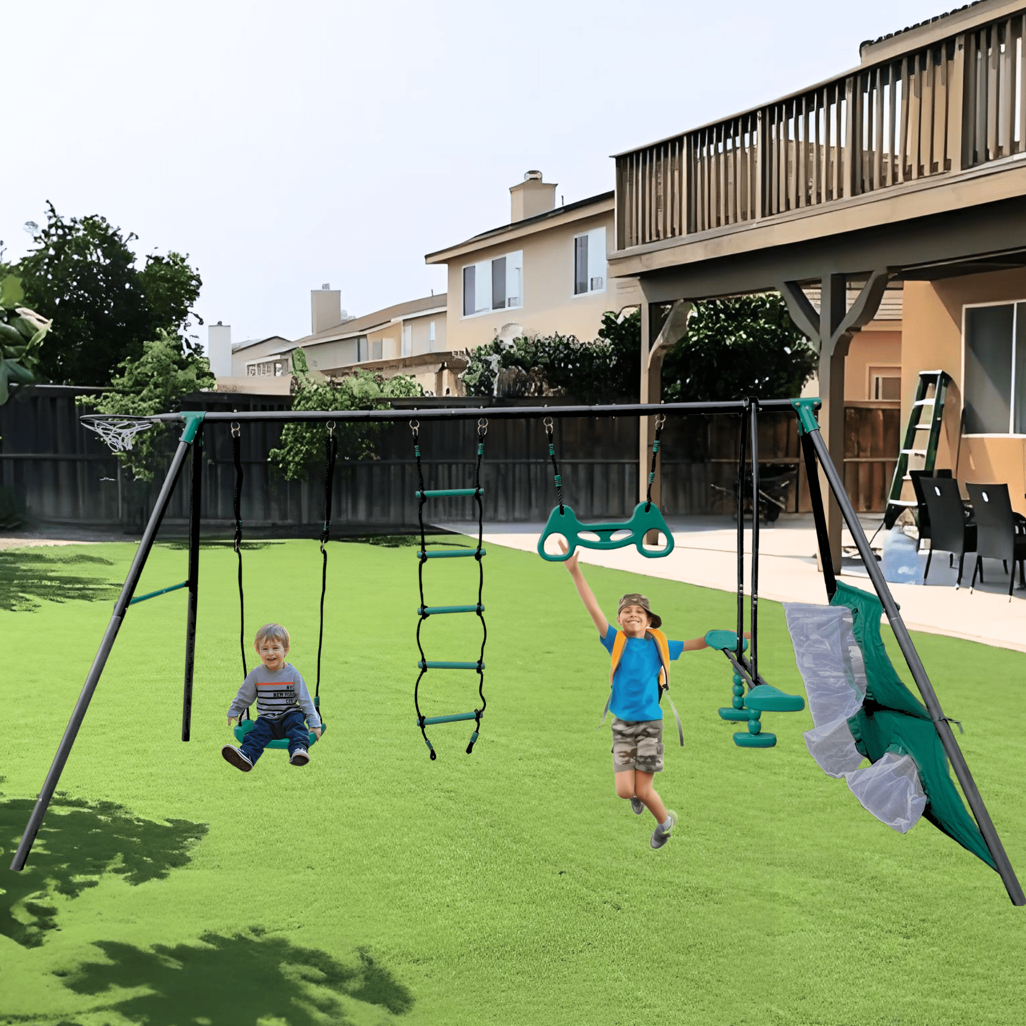 6 in 1 Swing Sets for Outside, Backyard Swing Sets for Kids, Segmart ...