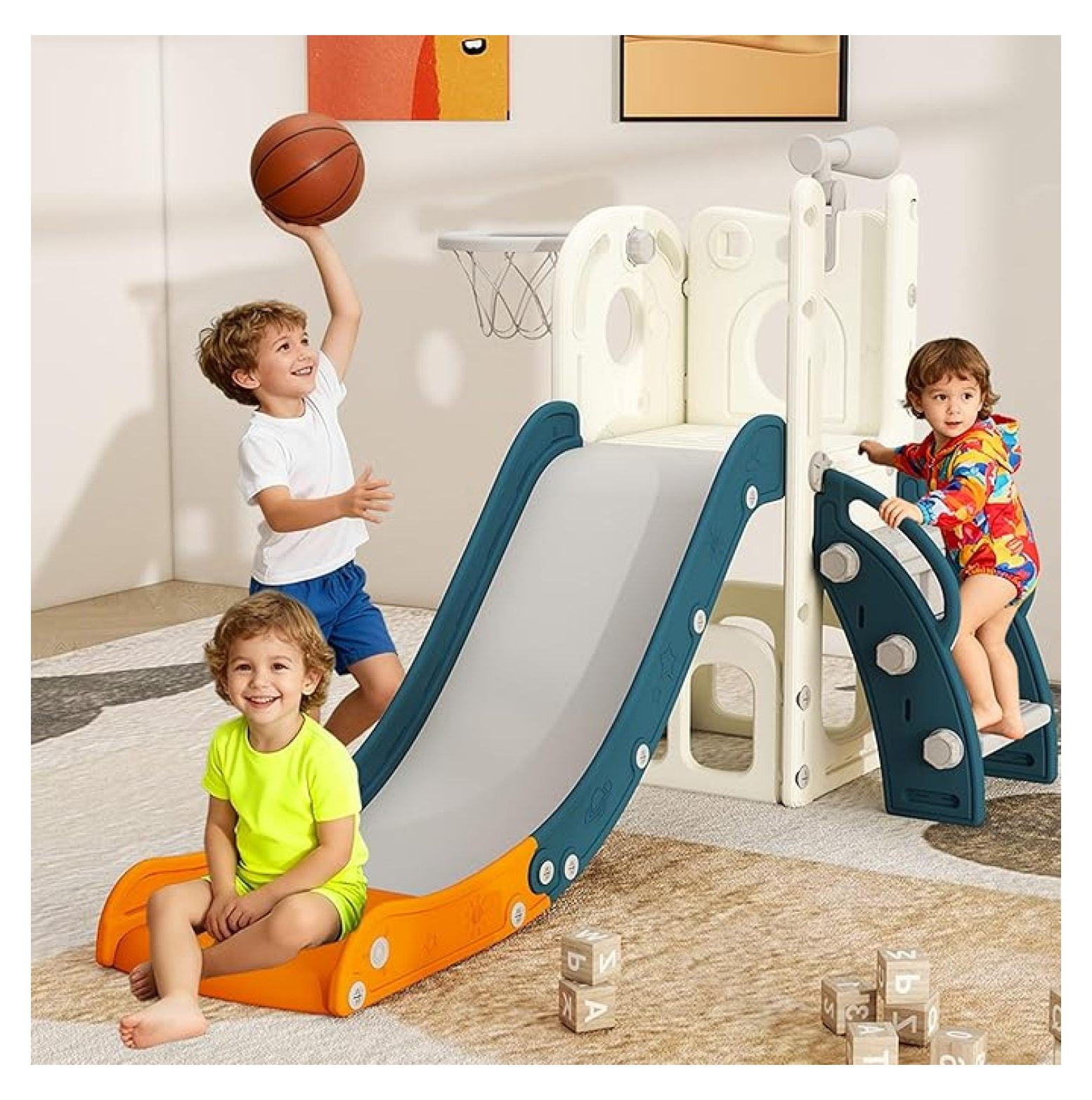 6 in 1 Toddler Slide, Kids Slider for 1-3, Indoor Outdoor Playset ...