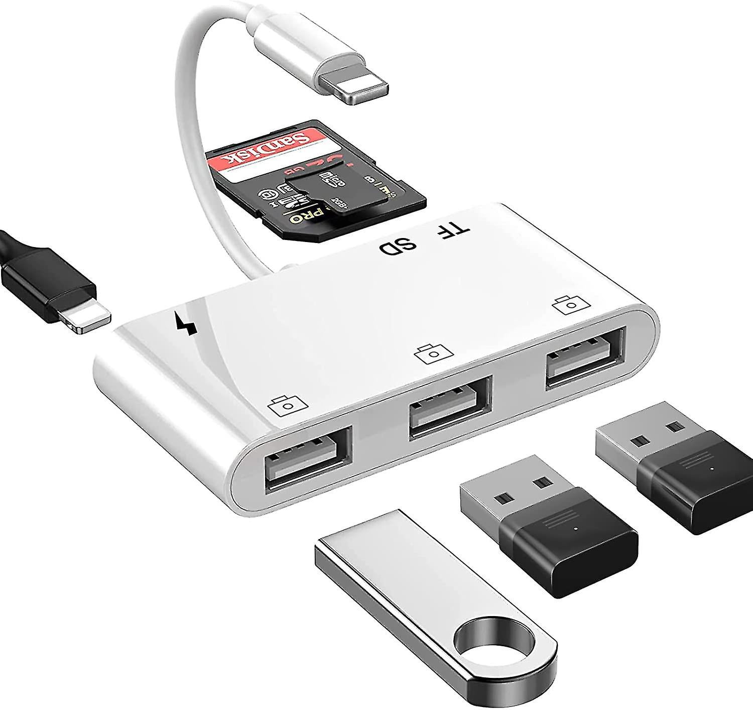 6 In 1 Usb Camera To Iphone/ Ipad Adapter With Sd &tf Card Reader ...