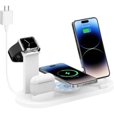 Wireless Charger, Qi-Certified 3 in 1 Fast Foldable Charging Stand Station Dock for Apple Watch ...