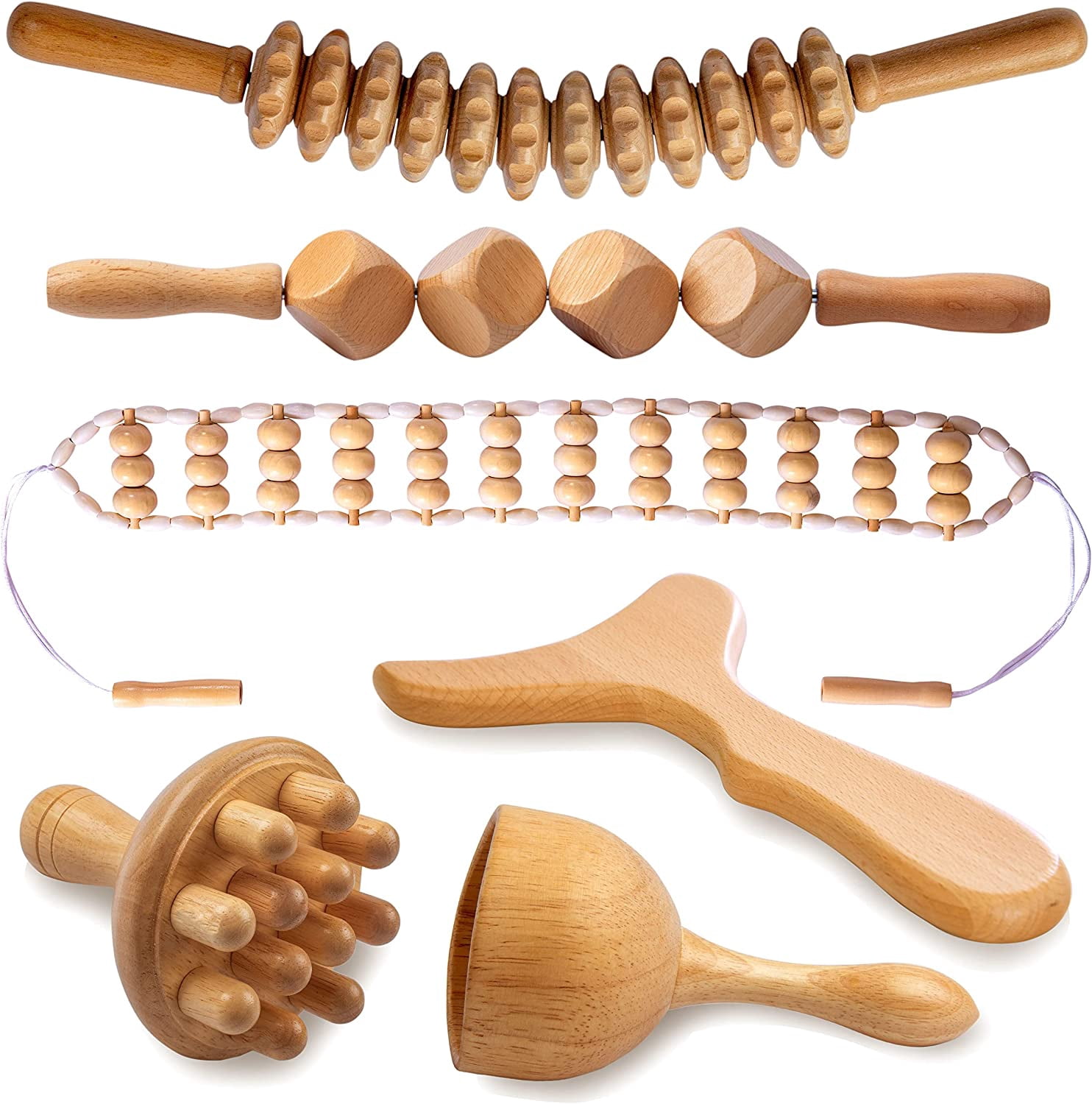 6 in 1 Wood Therapy Massage Tools, Maderoterapia kit, Wood Therapy Set ...