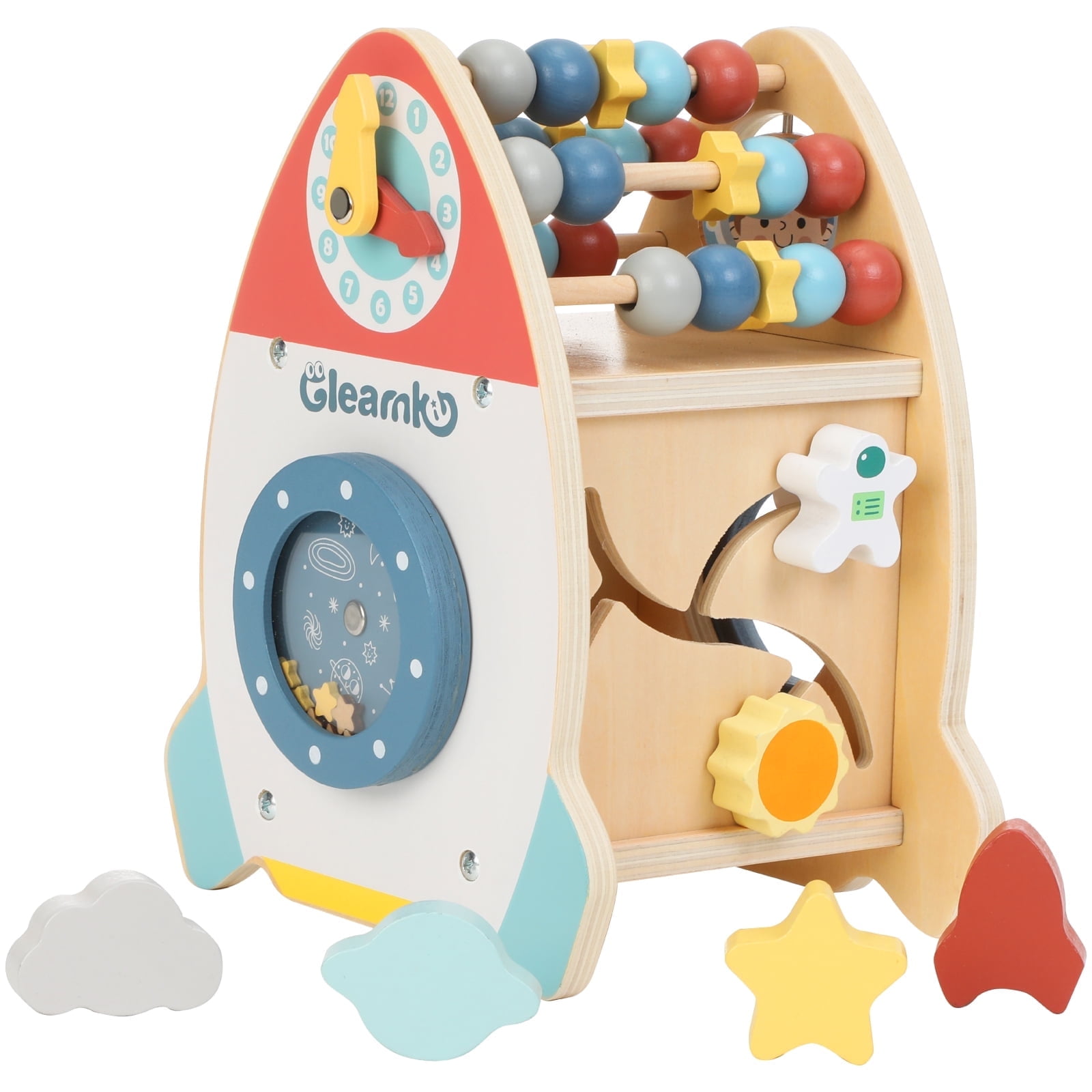 Montessori Wooden Activity Cube for Baby, 7-in-1 Educational Toddler ...