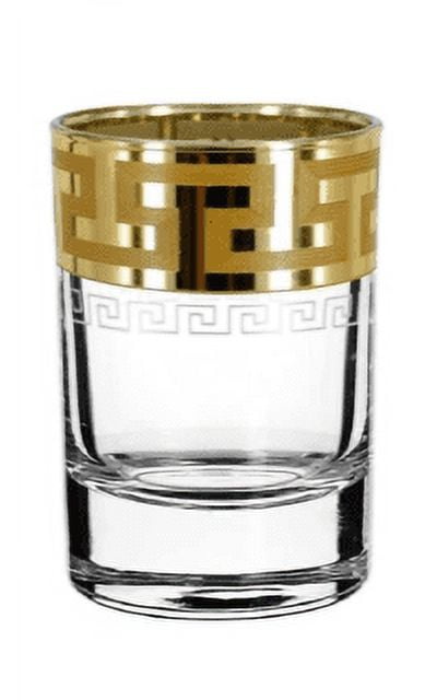 Luxurious 6 (1 oz) Greek Key Drinking Glassware Set, Gold Design Shot ...