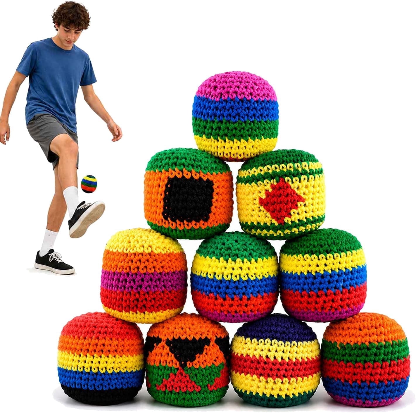 6/10/15Pcs Handcrafted Knitted Footbag Sack Set, 2026 Upgraded Crochet ...