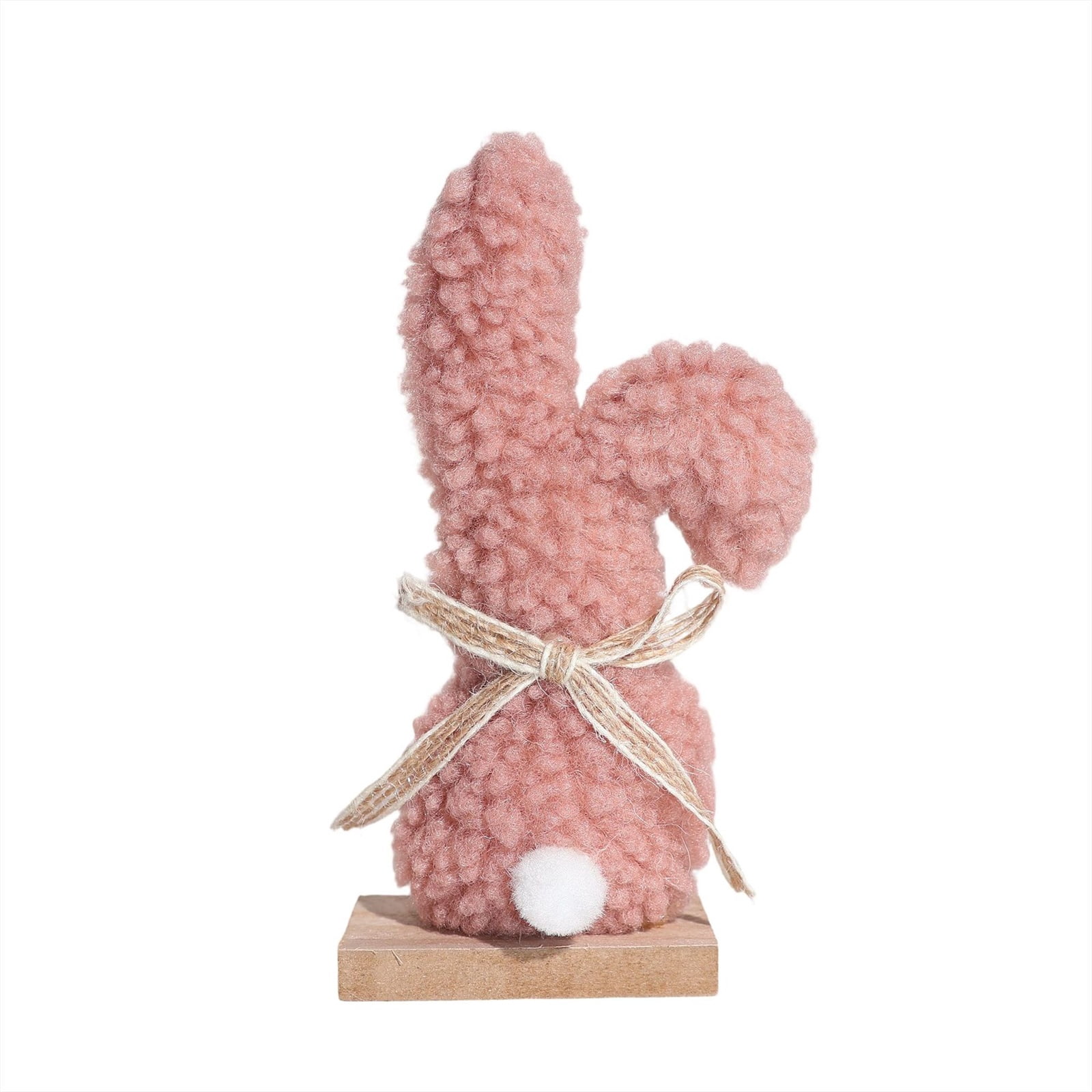 6.10 Inch Plush Wood Easter Bunny Figurine Tabletop Decor for Spring ...