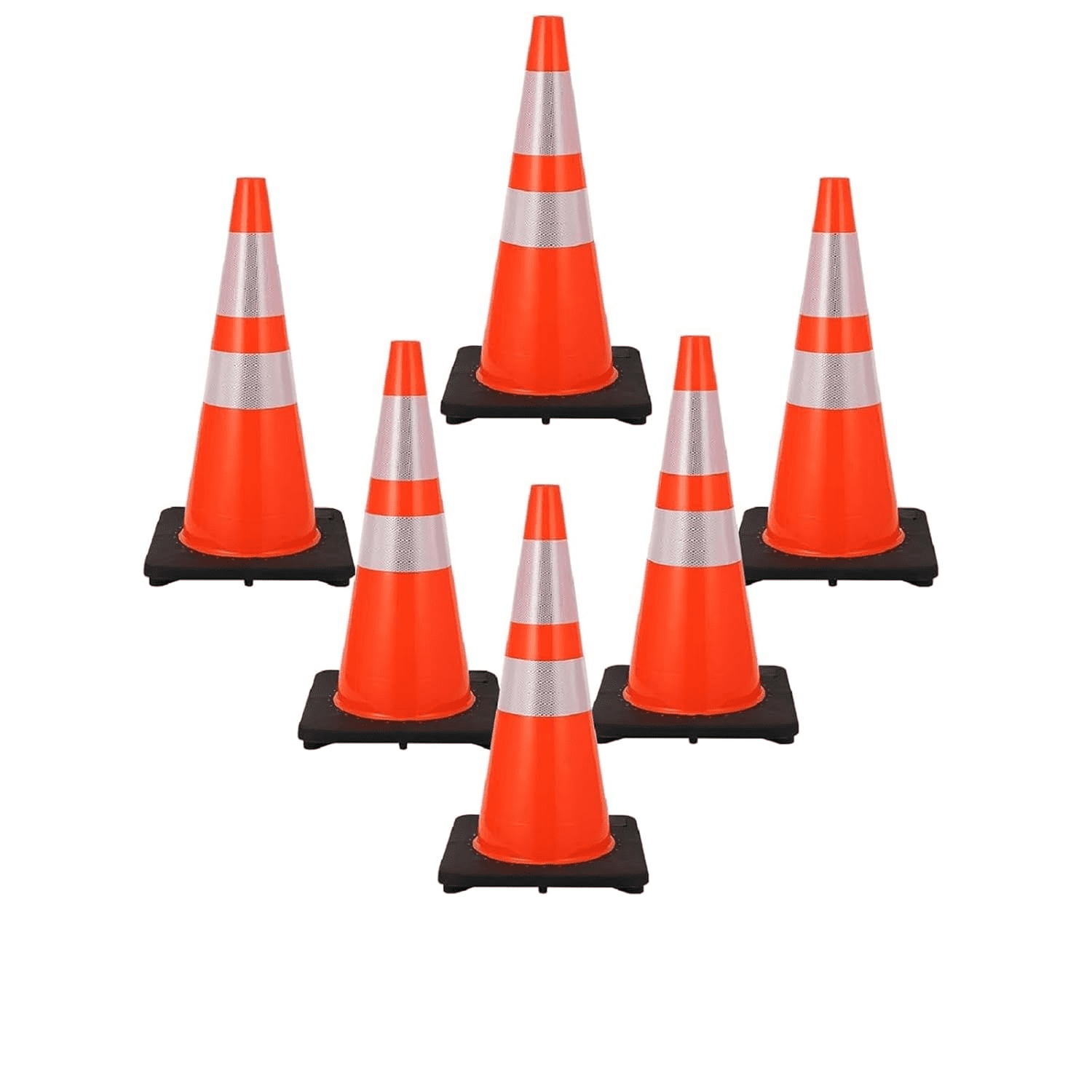 6/10 Pack 28 in Safety Cones,Orange PVC Cones with Reflective Collars ...