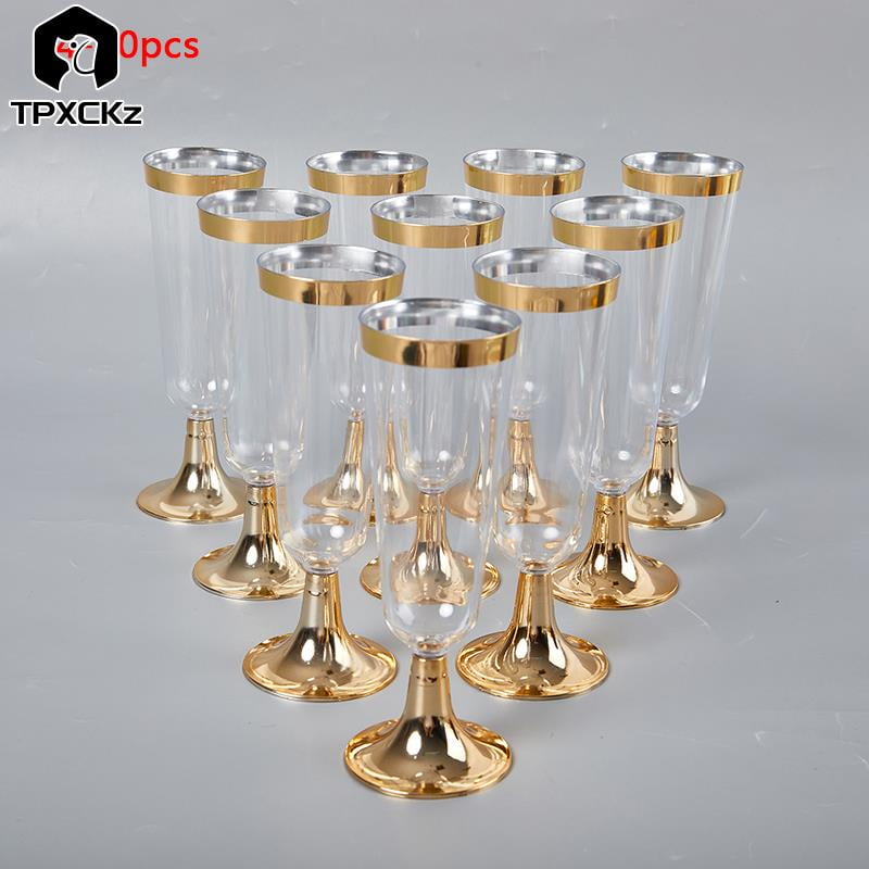 6/10pcs/Set Plastic Disposable Red Wine Glass Champagne Flutes Glasses ...