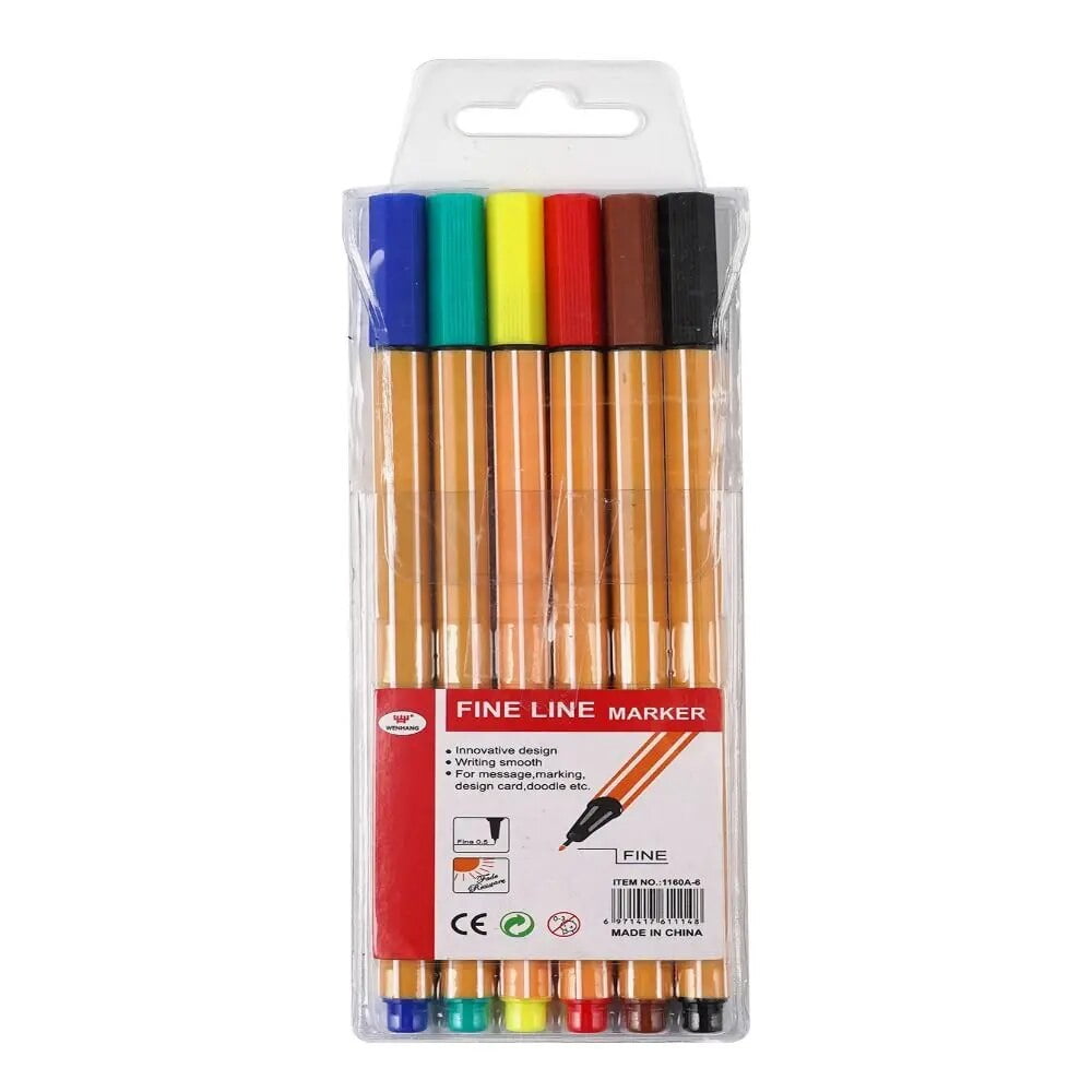 6/12/18/24Pcs Color Hook Line Pen Set Fineliner Tip Pen Colorful ...