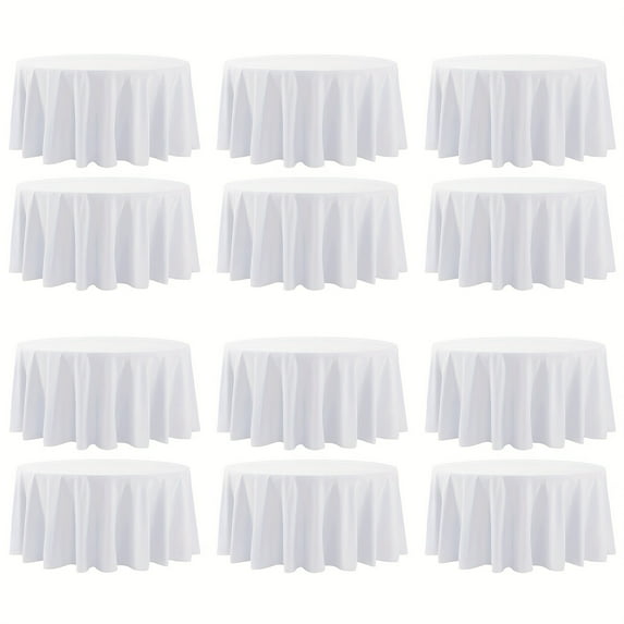 6/12/18pcs 120" Round Tablecloth - Wrinkle-Free Black & White Dining ...