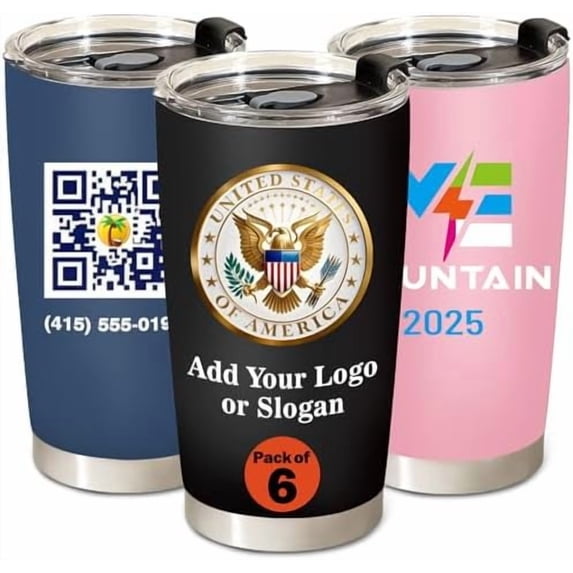 6/12/24/50/100 Pack- Personalized Tumbler with Picture Text Logo Name ...