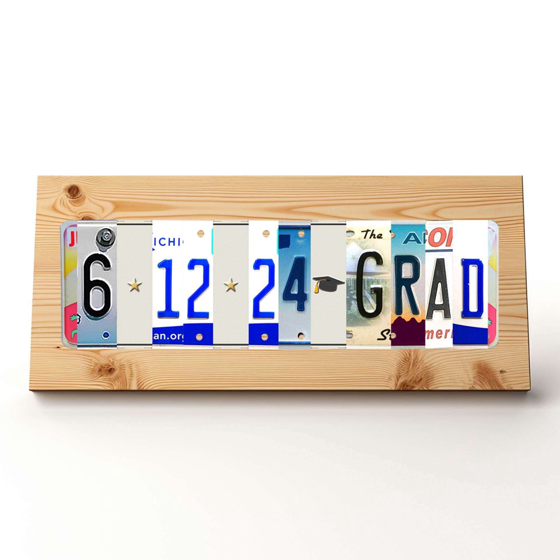 6⭐12⭐24🎓GRAD Graduation Gift Themed Custom Pine Plaque Sign and License ...