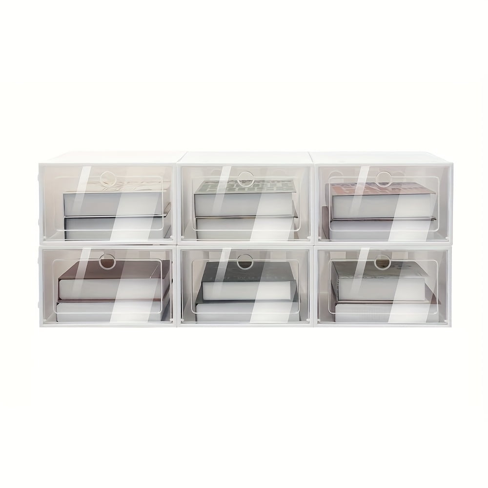 6/12/24 Pack Stackable Clear Plastic Shoe Storage Boxes Clamshell ...