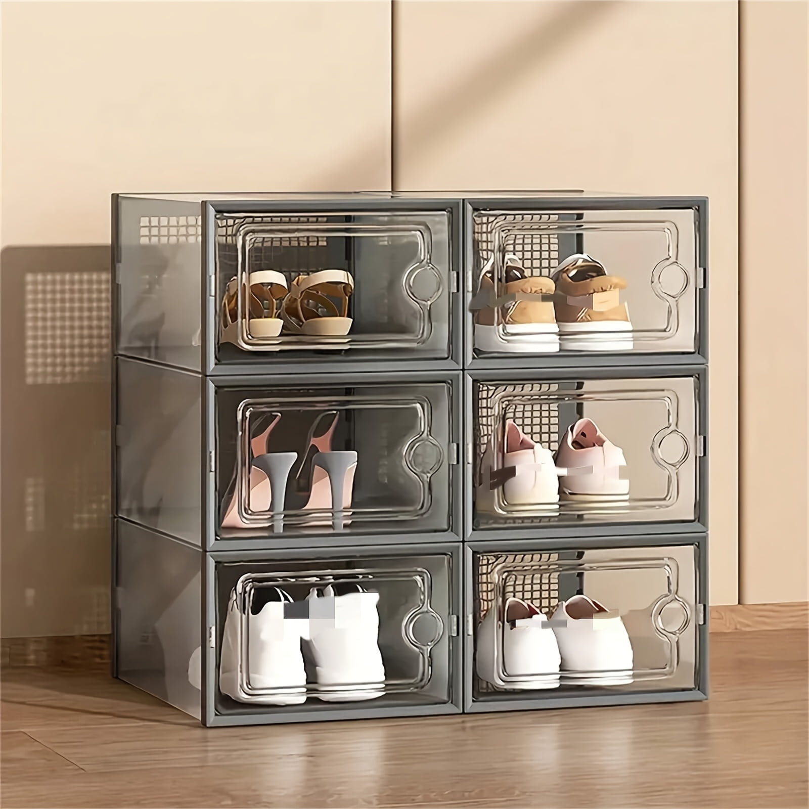 6/12/24-Pack Thick Transparent Shoe Boxes with Lids | Foldable ...