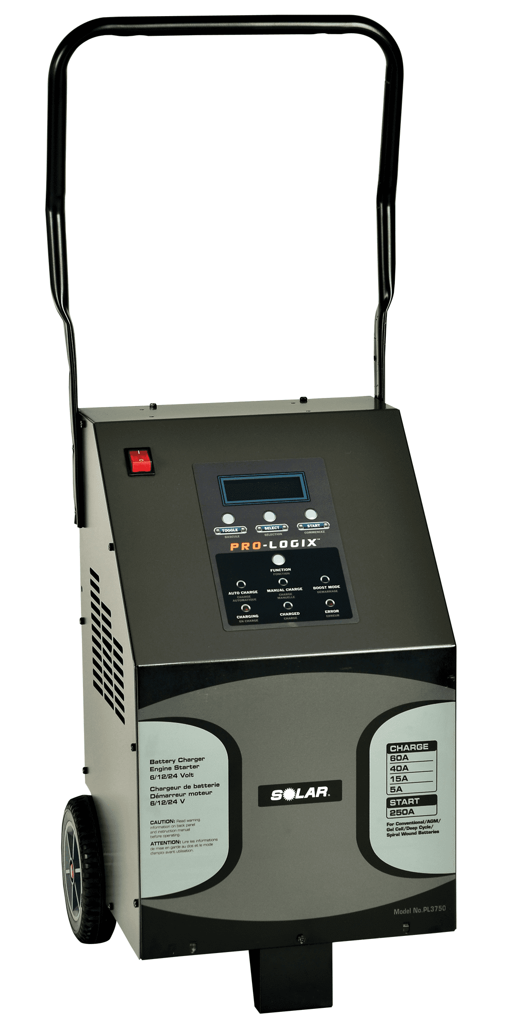 SOLAR PL3750 6/12/24V 60/40/15/5/250 Amp Intelligent Wheeled Charger ...