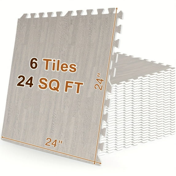 6/12/24pcs EVA Cushion Foam Floor Mats, Durable Non-slip Wood Grain ...