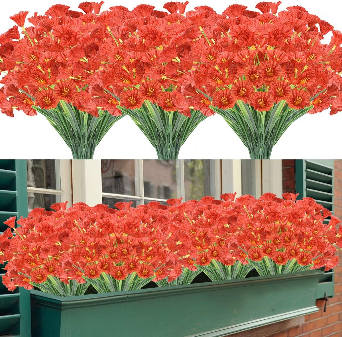6/12 Bundles Artificial Flowers Outdoor UV Resistant Morning Glory Fake ...