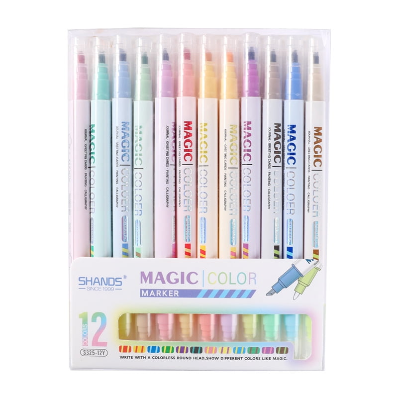6/12 Colors Double-ended Magic Color Changing Highlighter Pen Diary ...