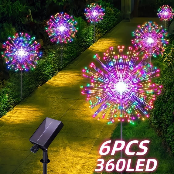 6/12 Pack Outdoor Solar Garden Lights, 360/720 LED Multi-Color, IP65 ...
