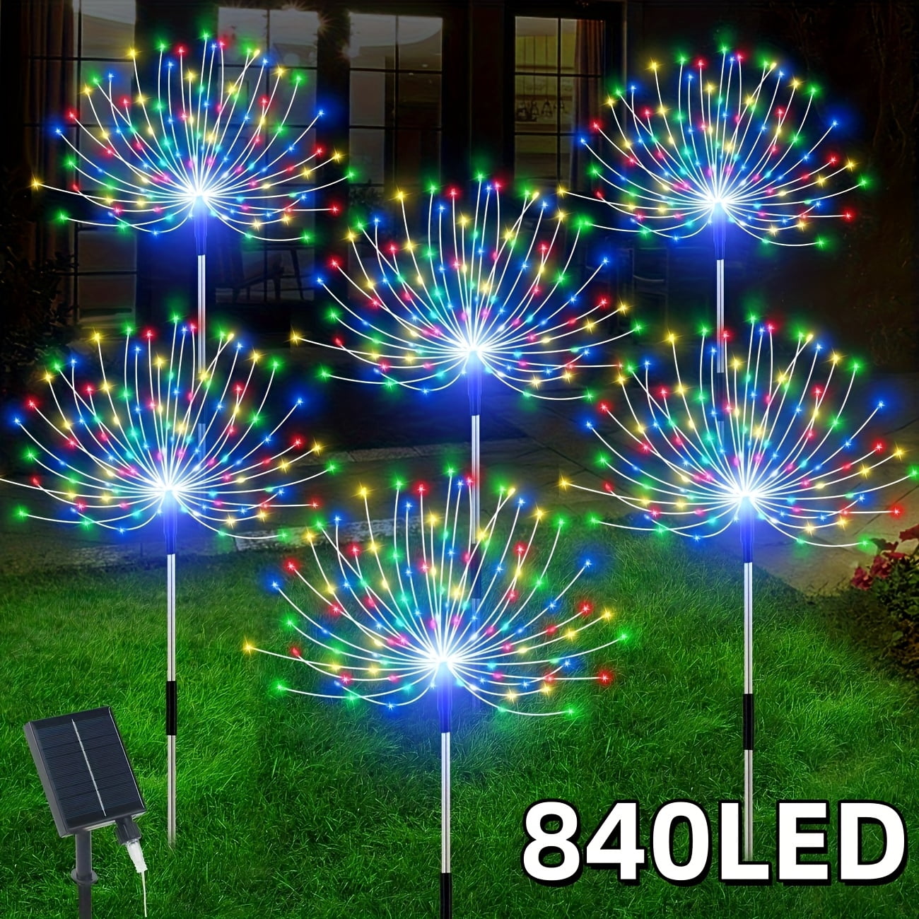 6/12-Pack Solar Fireworks LED Outdoor Lights - 420/840 LED 8 Modes IPX4 ...