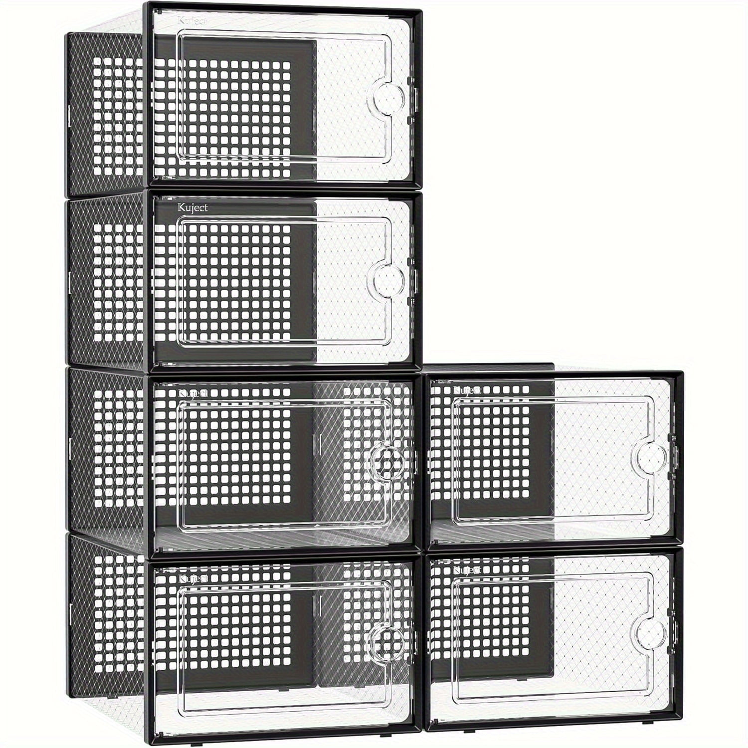 6/12 Pack XL Clear Shoe Storage Boxes – Stackable Plastic Sneaker ...
