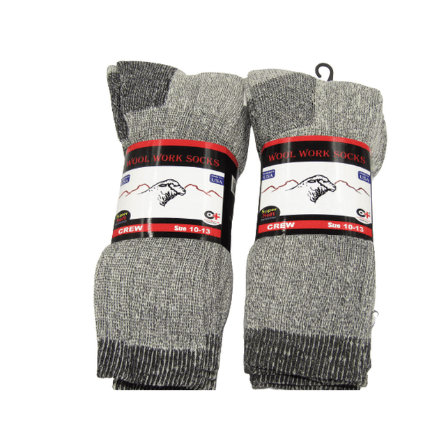 6-12 Pairs Men's Wool Blend Boot Crew Socks, Size 10-13 (6 Pack ...