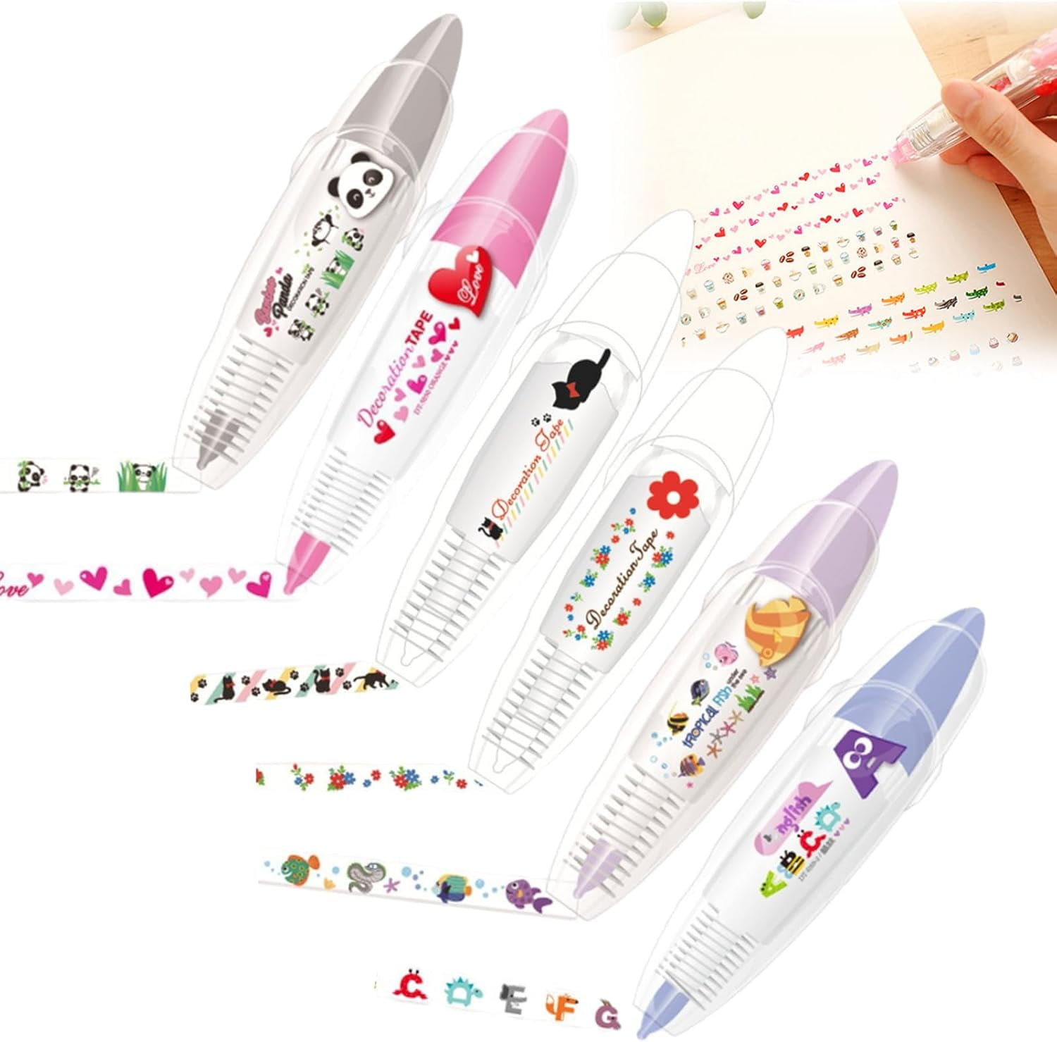 6/12 Pcs Decorative Pen, Animal Press Type Decorative Pens, DIY Cute ...