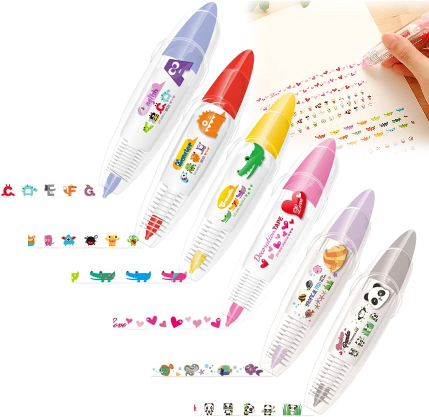6/12 Pcs Prospectp Decorative Pen,Animal Press Type DecorativePens,DIY ...