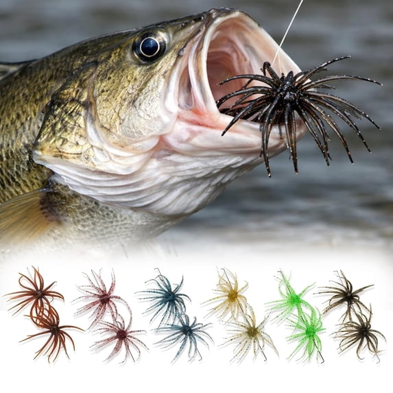 6/12 Pcs Sea Urchin Soft Bait - Realistic Fuzzy Dice Fishing Lure Bait ...