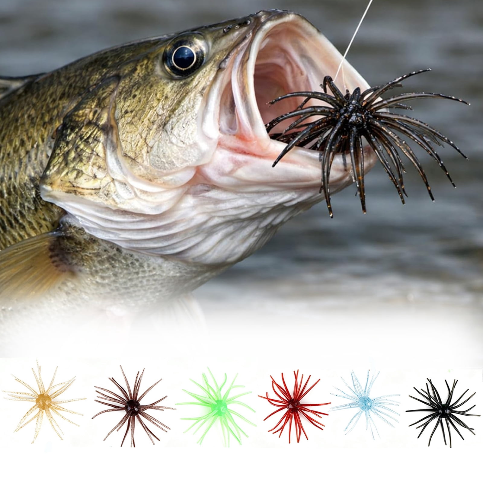 6/12 Pcs Sea Urchin Soft Bait - Realistic Fuzzy Dice Fishing Lure Bait ...