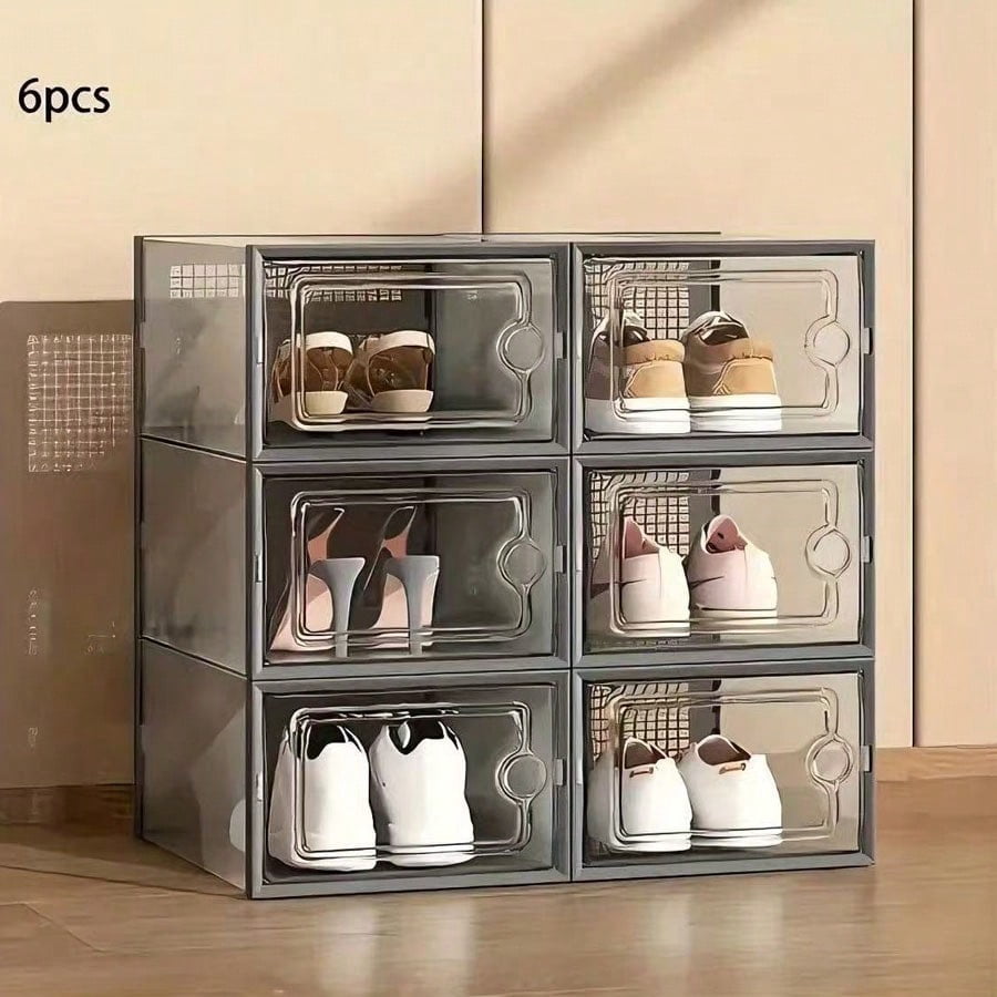 6/12 Thick Transparent Shoe Box With Lid, Foldable And Stackable Shoe ...
